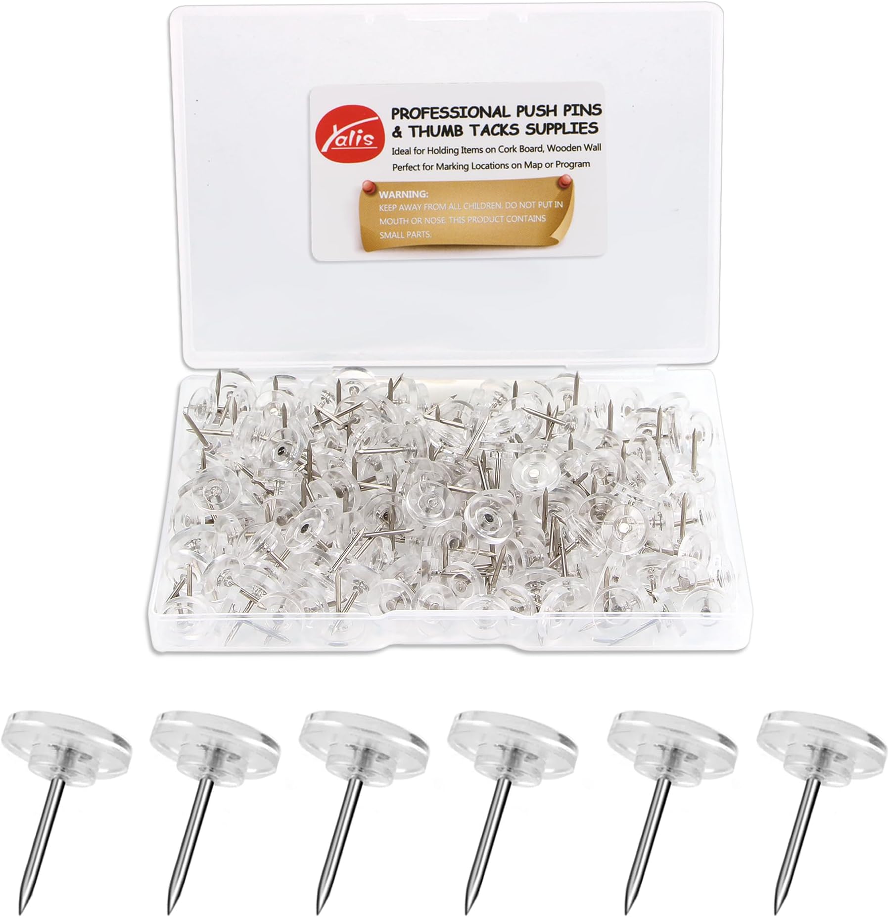 Amazon.com: 100PCS Push Pins Wall Tacks Plastic Round Head Thumbtack ...