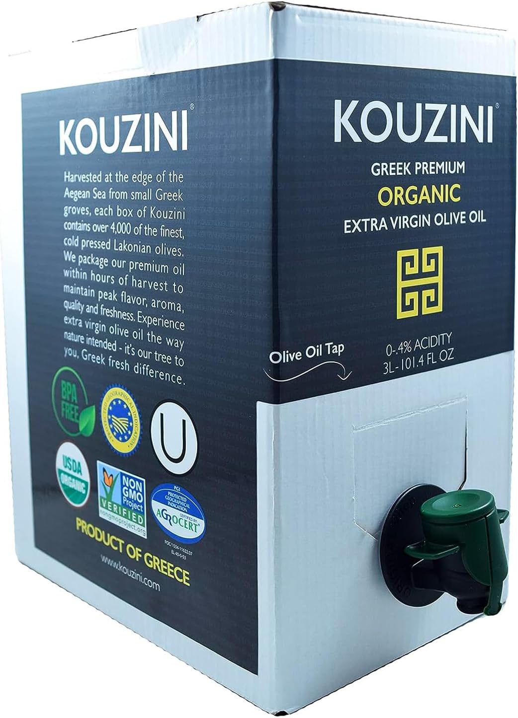 Amazon.com : Kouzini Organic Extra Virgin Olive Oil, Bag in Box 3 ...