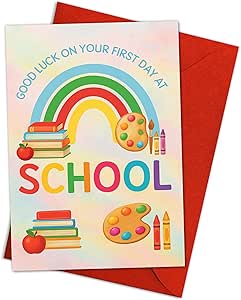Amazon.com : Good Luck on Your First Day of School Card – Colorful ...