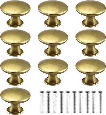 Mokife Antique Brass Drawer Knobs, 12 Pack Round Metal Wardrobe Handles ...