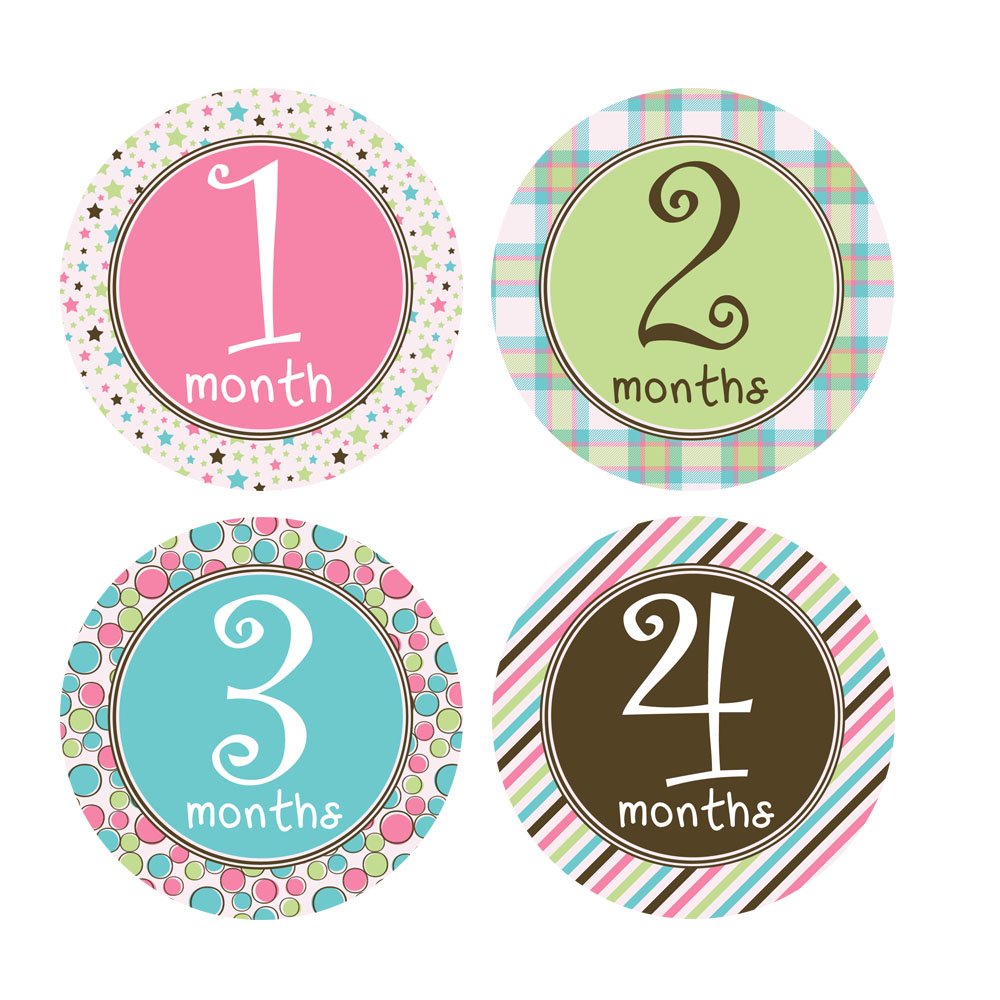 Amazon.com : Baby Monthly Stickers for Onesies Pastel Pink Green Blue ...
