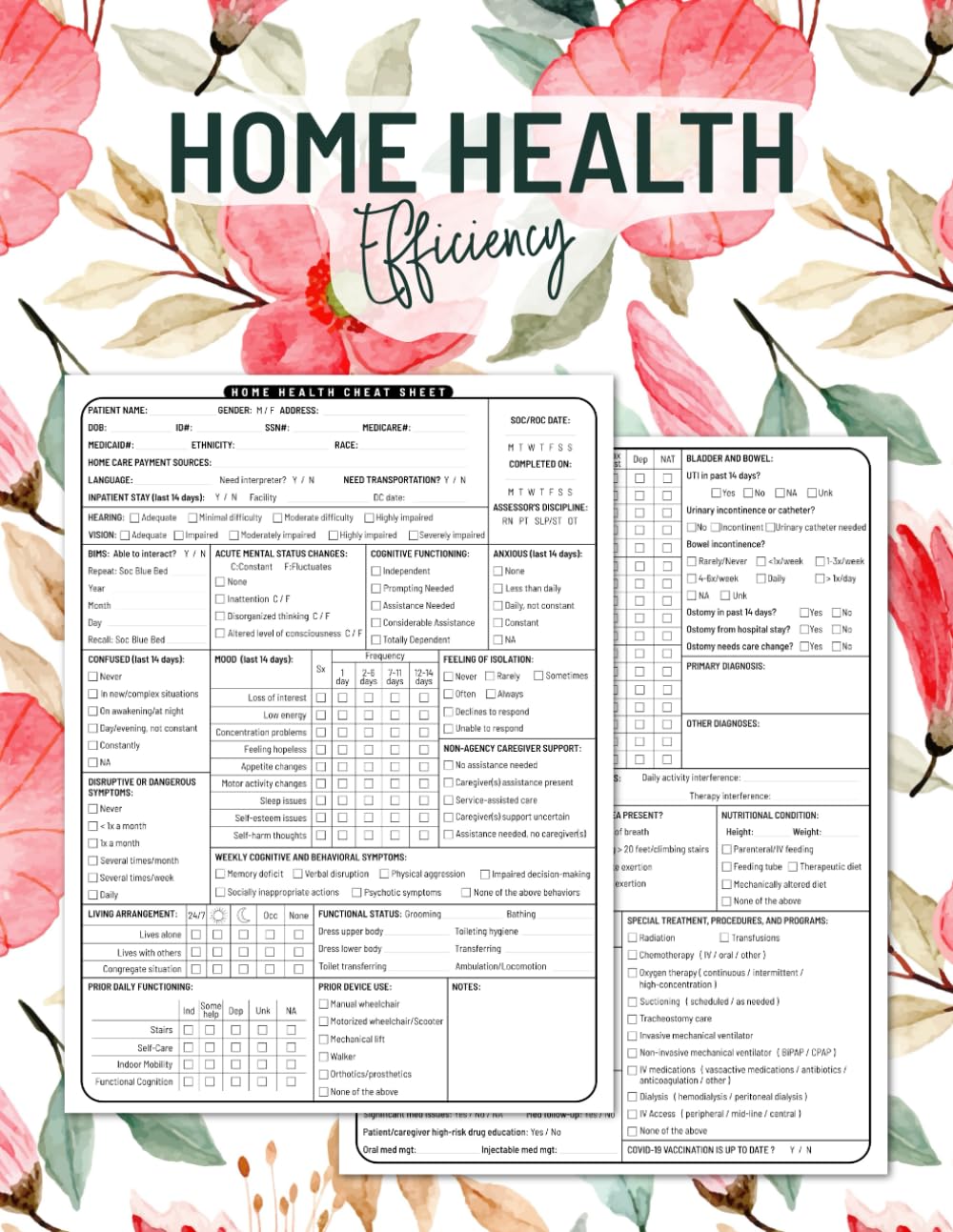 Home Health Efficiency: Pre-Filled Cheat Sheets for Caregivers and ...