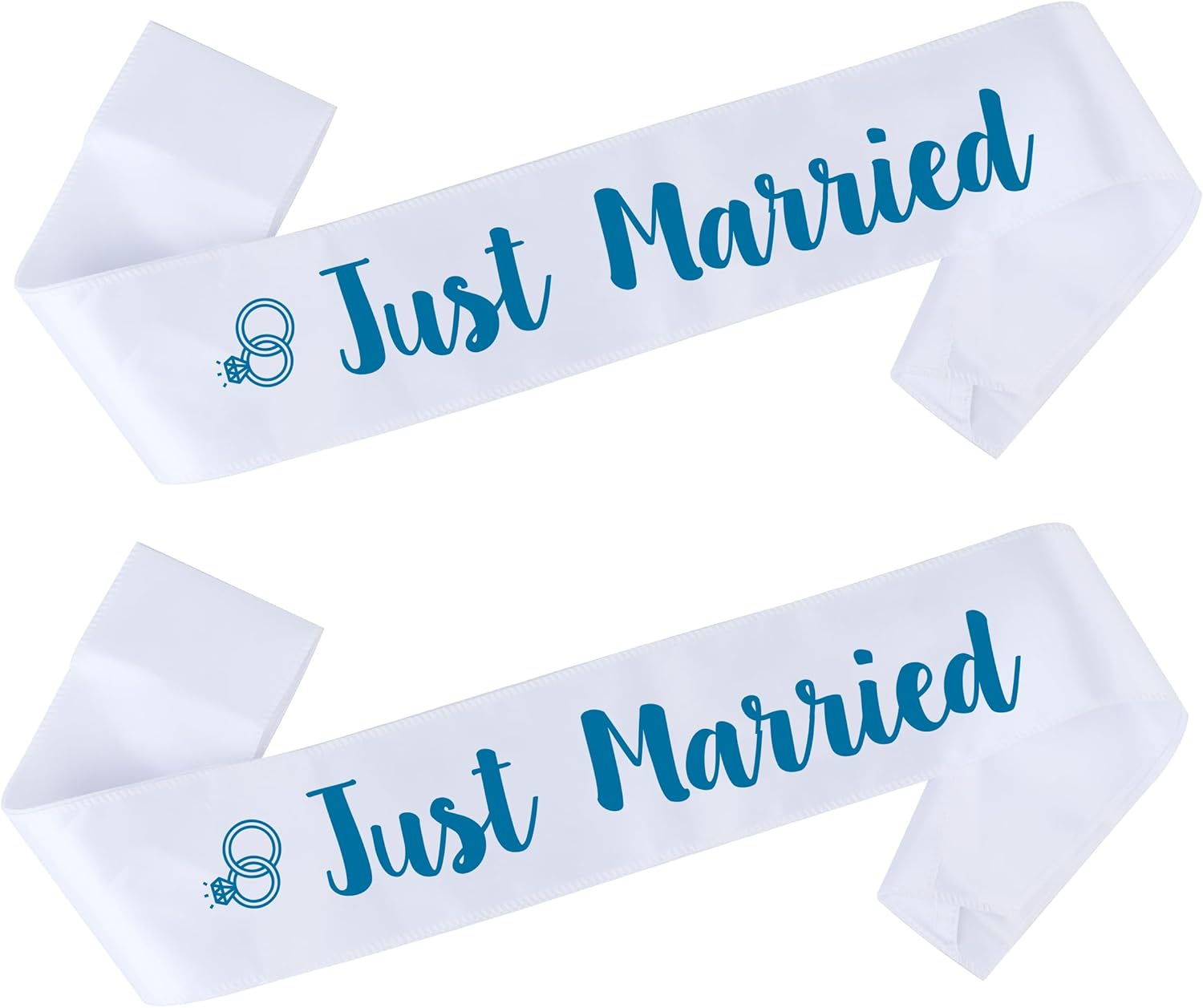 Amazon.com: Just Married Sash - 2 Piece Blue Bride and Groom Sash Set ...