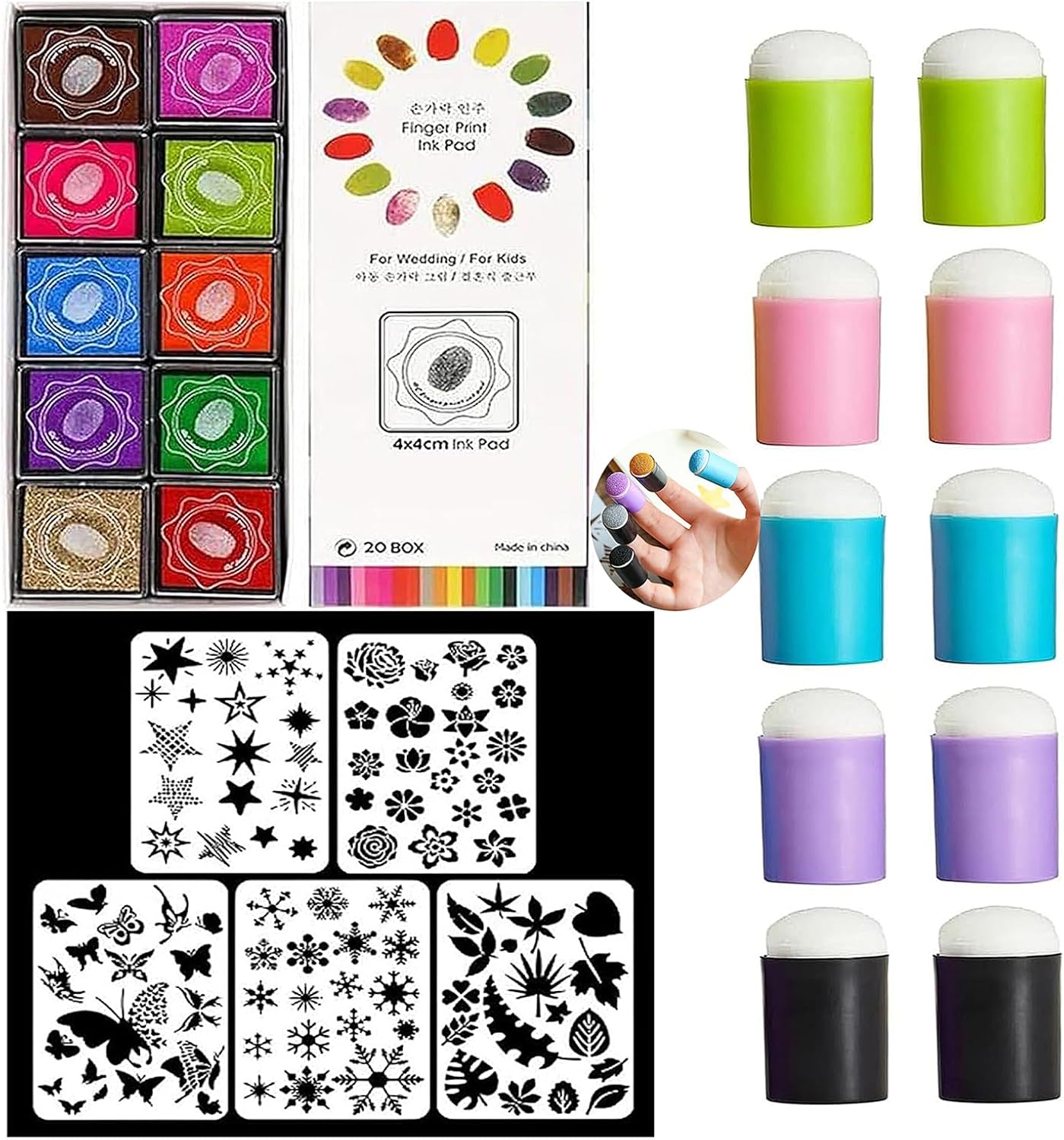 Amazon.com: DIY Sponge Finger Painting Set, Finger Sponge Daubers ...