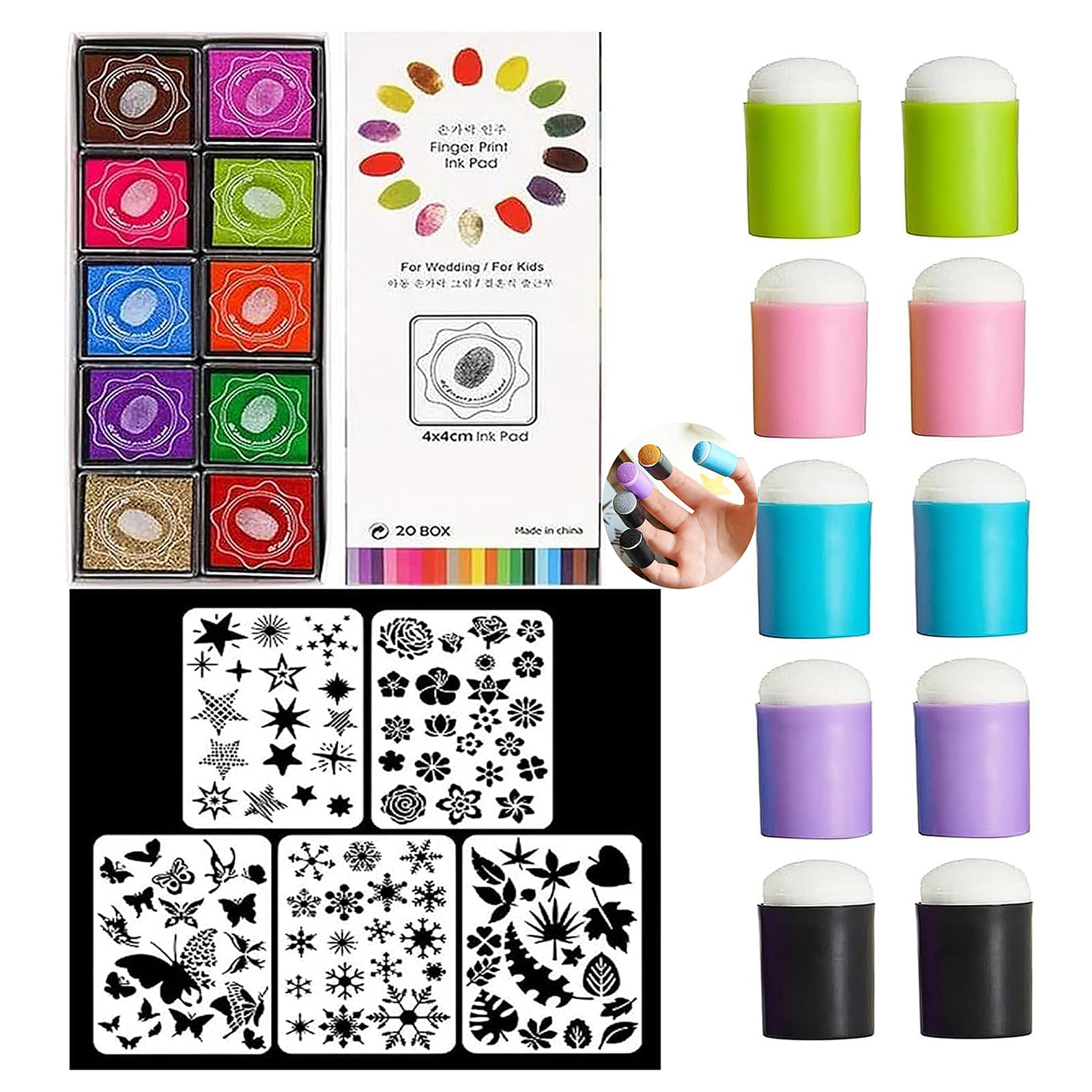 Amazon.com: DIY Sponge Finger Painting Set, Finger Sponge Daubers ...