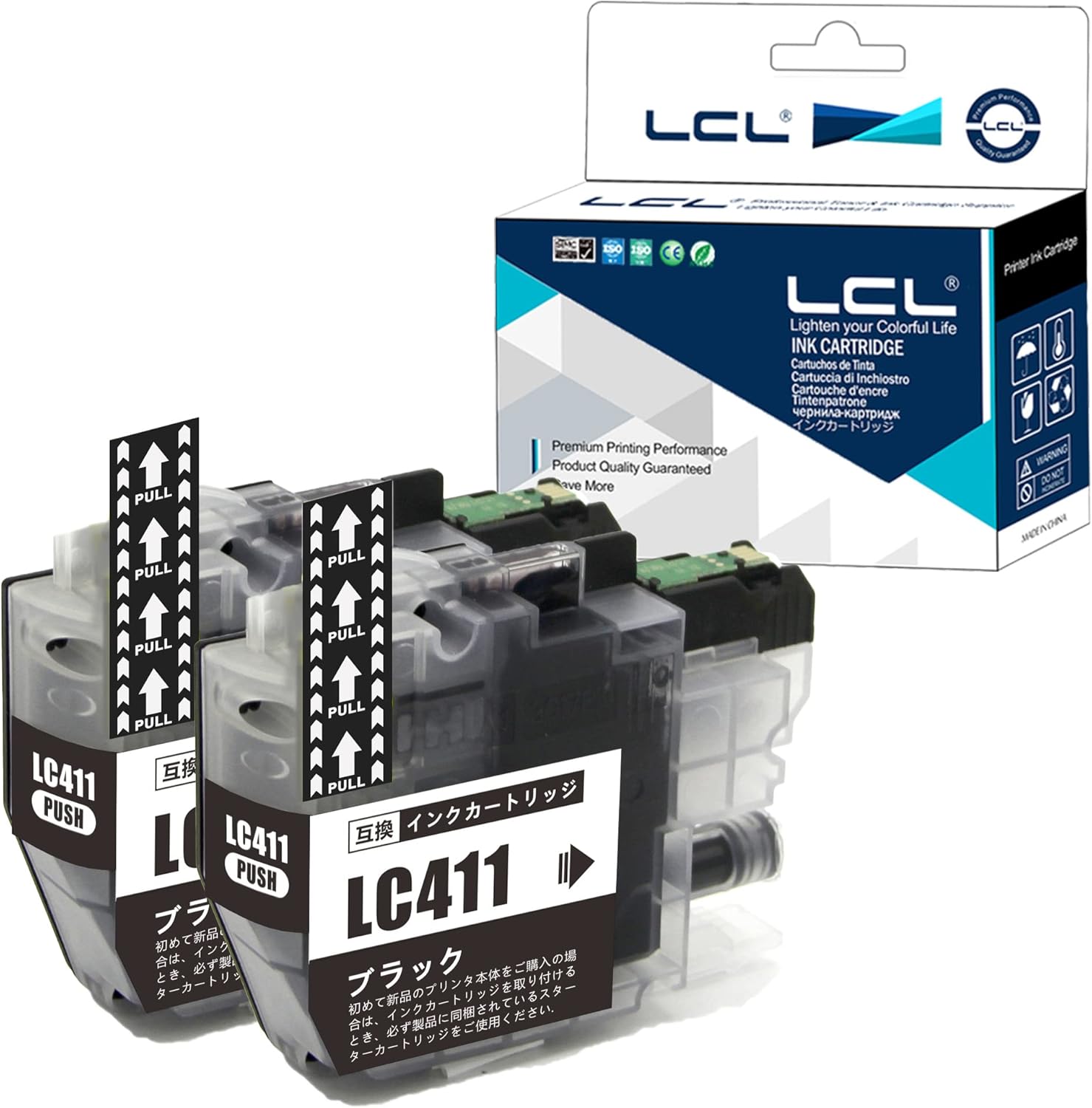 Amazon.co.jp: LCL Brother用 ブラザー用 LC411 LC411BK LC411BK-2PK-E LC411BK-2PK (2パック ブラック) 互換インクカートリッジ ...