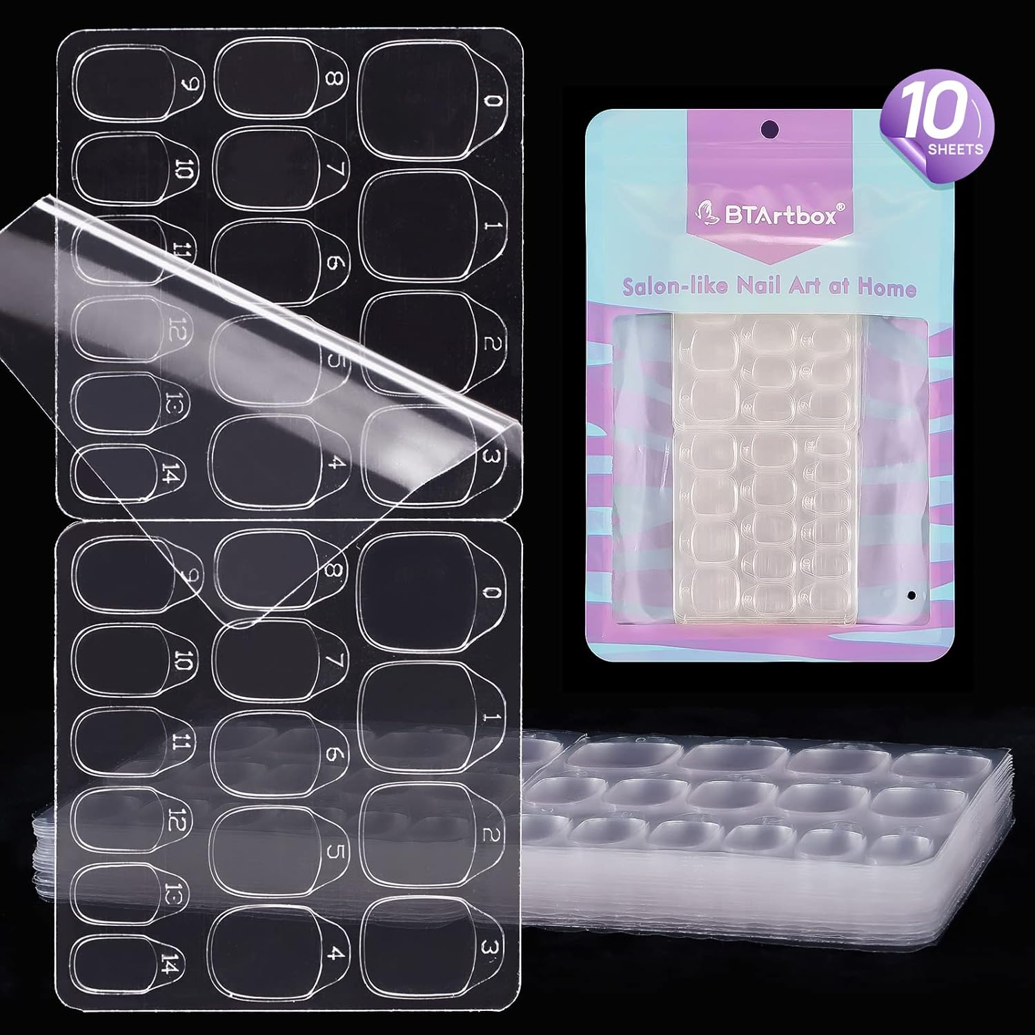 Amazon.com: BTArtbox 10 Sheets 15 Sizes Ultra Thin & Waterproof Nail ...
