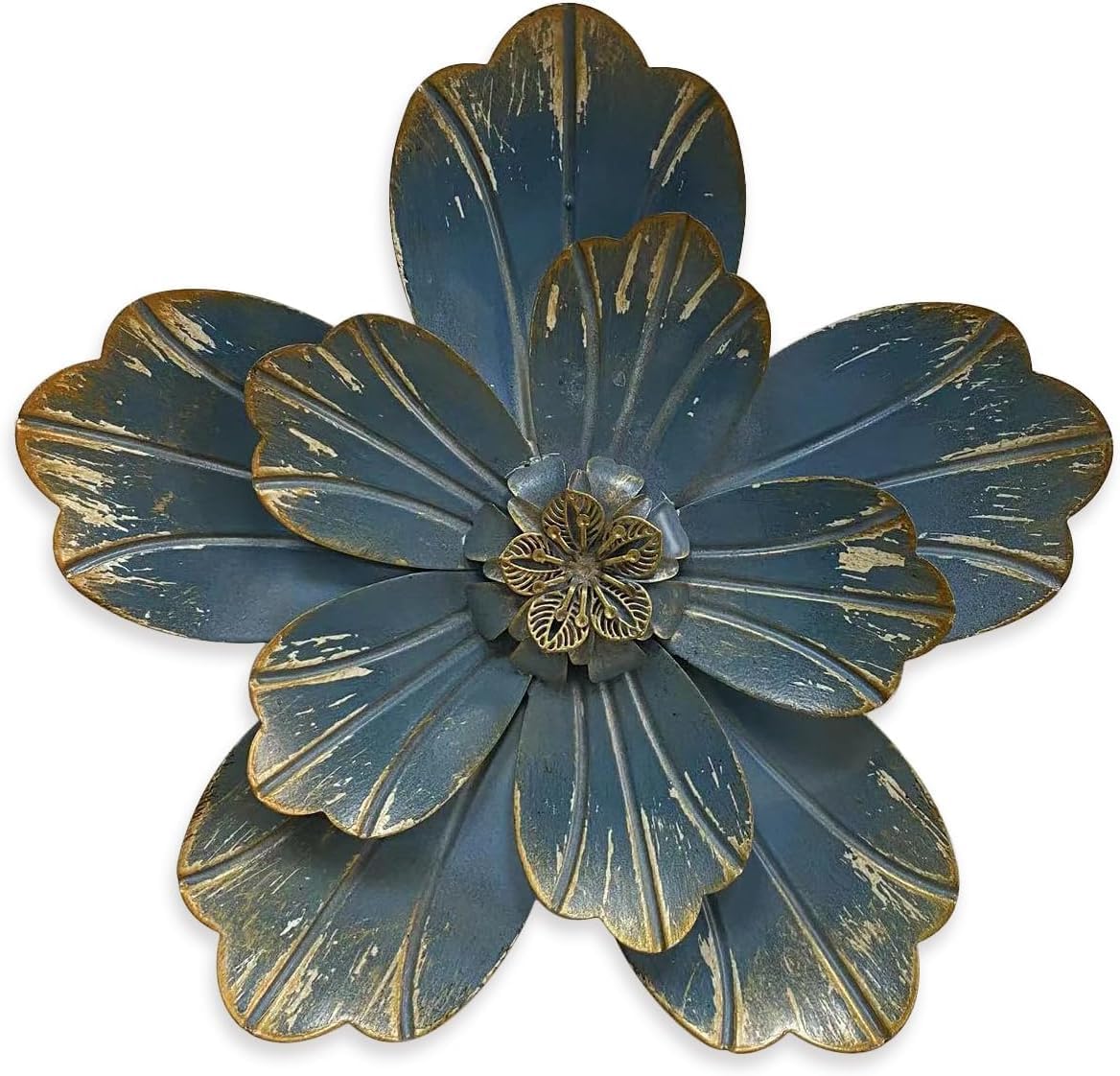 Amazon.com: Metal Flower Wall Sculpture, 9.5" Rustic Modern Floral ...