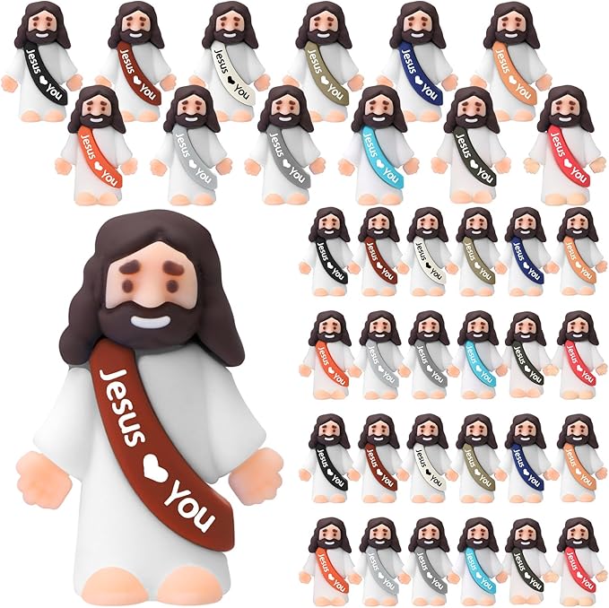 Amazon.com: Bememo 25 Pcs Little Jesus Figures, Mini Jesus Loves You ...