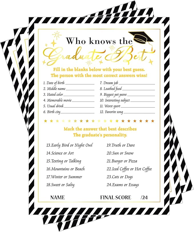 Amazon.com: WhatSign 36PCS Graduation Game Card Class of 2025 ...