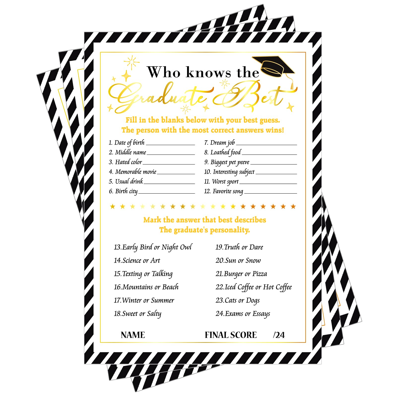 Amazon.com: WhatSign 36PCS Graduation Game Card Class of 2025 ...