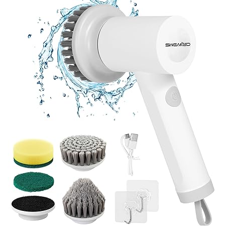 Amazon.com: Super Electric Spin Scrubber 1000RPM with 6 Brush Heads ...