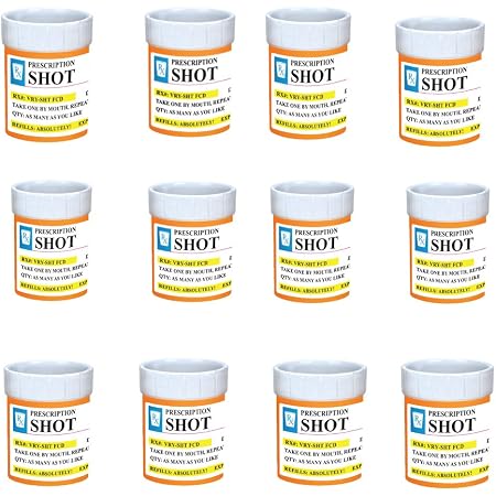 Amazon.com | Shot Glasses Shooter Set of 4 Prescription Rx Pill Bottle ...