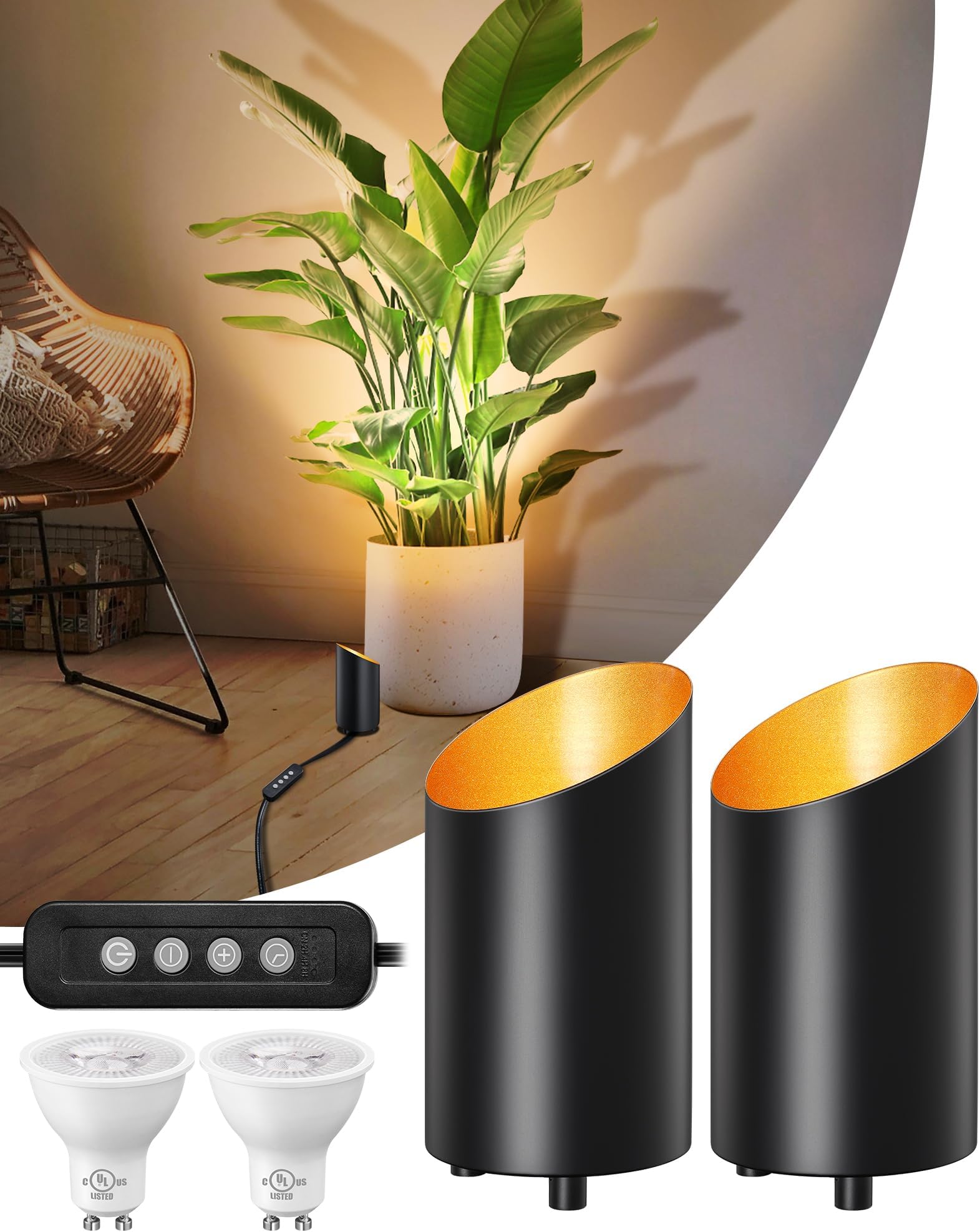 SURAIELEC Uplighting Indoor Floor Can Light, LED Spotlight with 2/4/8H Timer, Memory, Dimmable ...