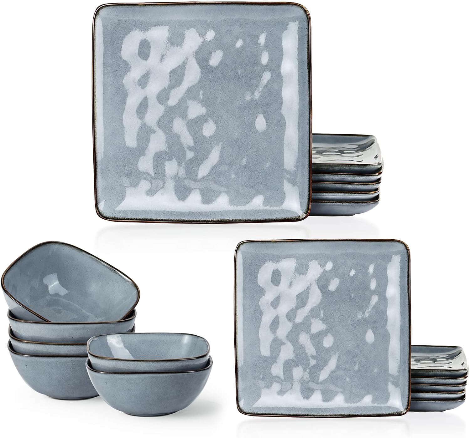 Amazon.com | famiware Dinnerware Sets for 6, 18-Piece Kitchen Plates ...