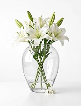 Buy Hand Blown Large Round Glass Flower Vase Handmade Decorative Pot ...
