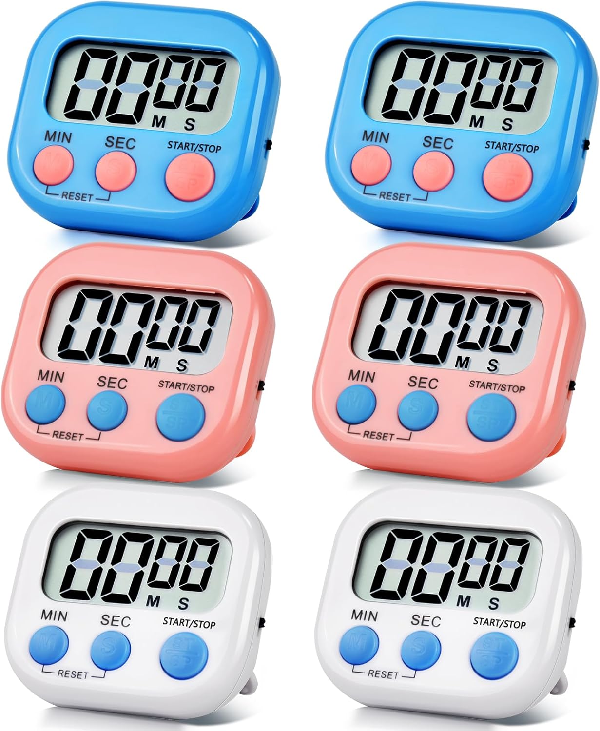 Amazon.com: 6 Pack Digital Kitchen Timer Magnetic Digital Timer with ...