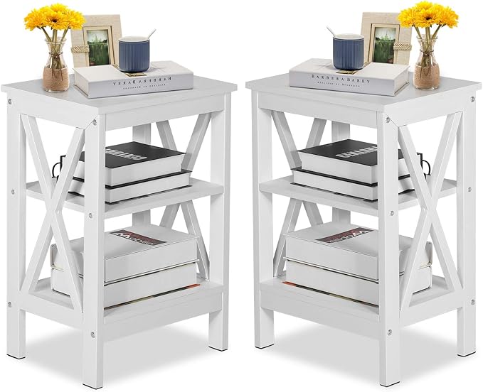 Amazon.com: VECELO Modern Nightstands X-Design Side End Table Night ...
