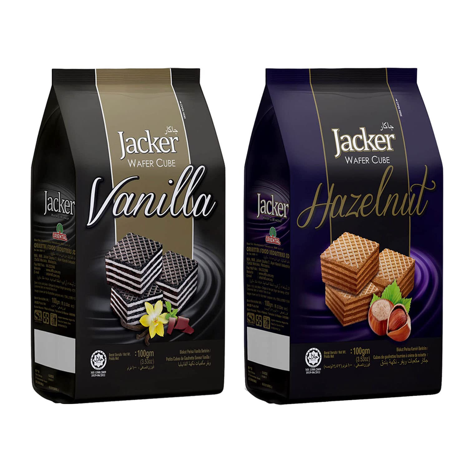 Jacker Wafer Cube Pack in Chocolate and Hazelnut Flavor 100g, smooth ...