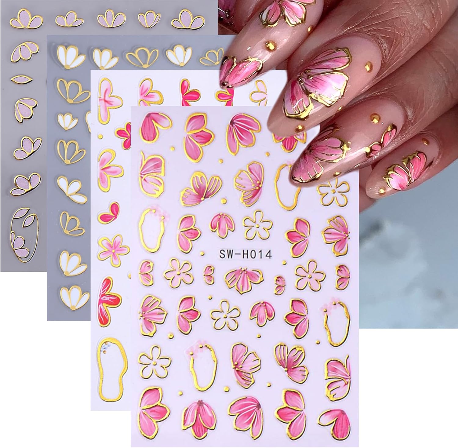 Amazon.com: Flower Nail Stickers for Nail Art, 3D Floral Nail Decals ...