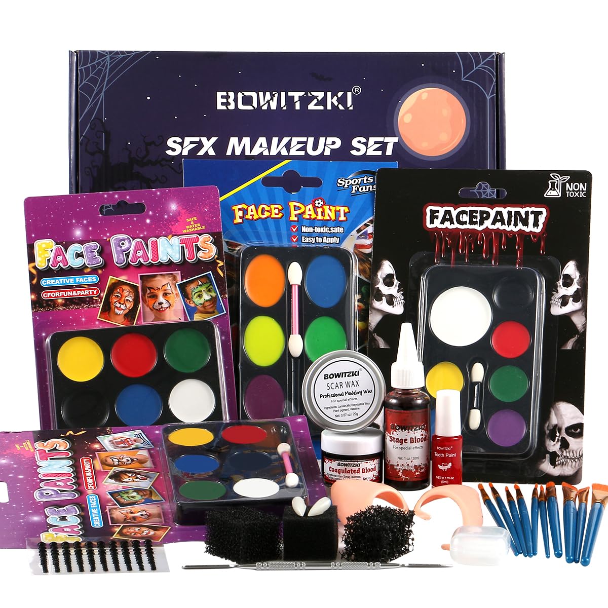 Amazon.com : Bowitzki Halloween Makeup Set Oil Based Face Body Paint ...