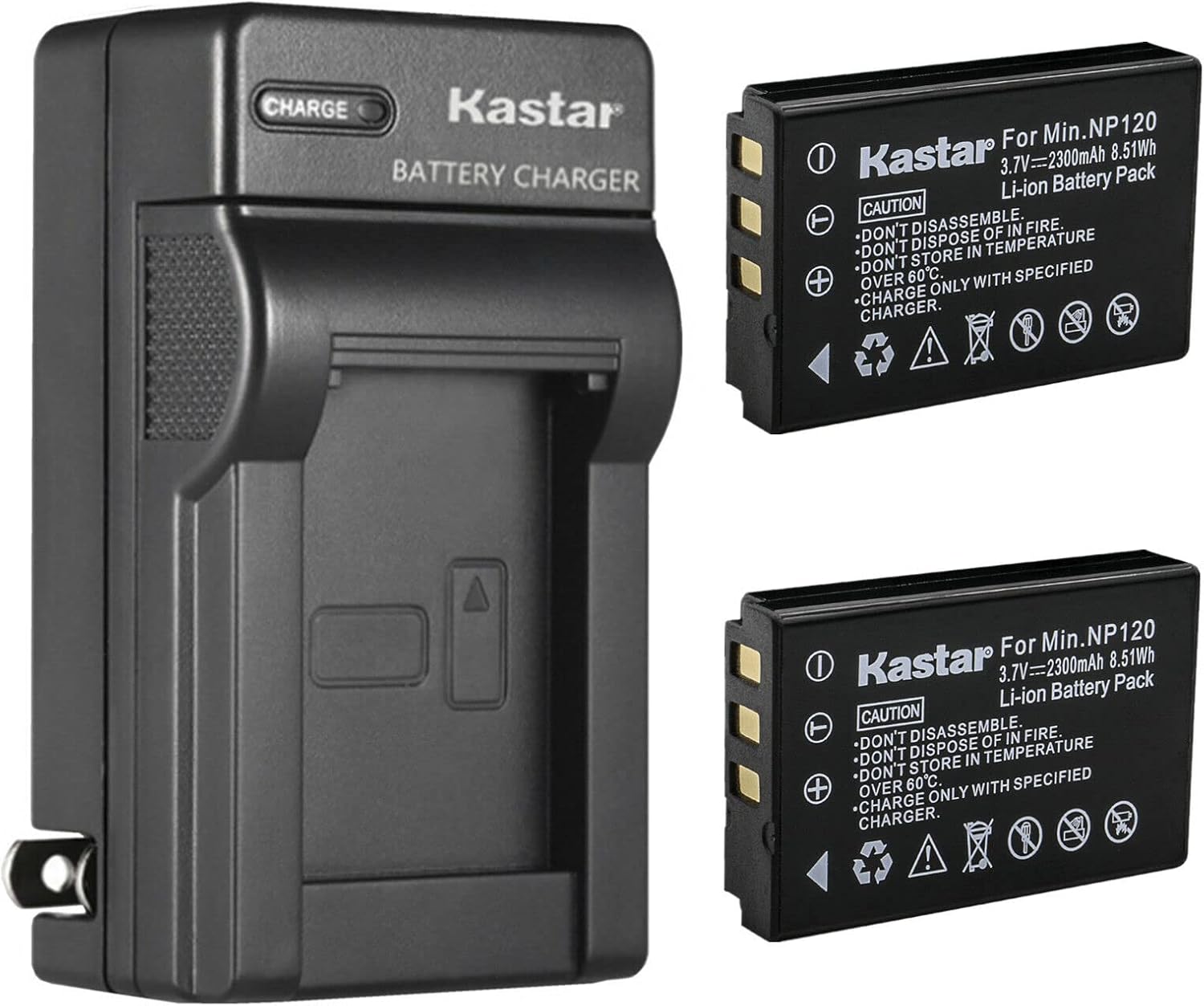 Amazon.com : Kastar 2-Pack Battery and AC Wall Charger Replacement for Minolta NP-120 Battery ...