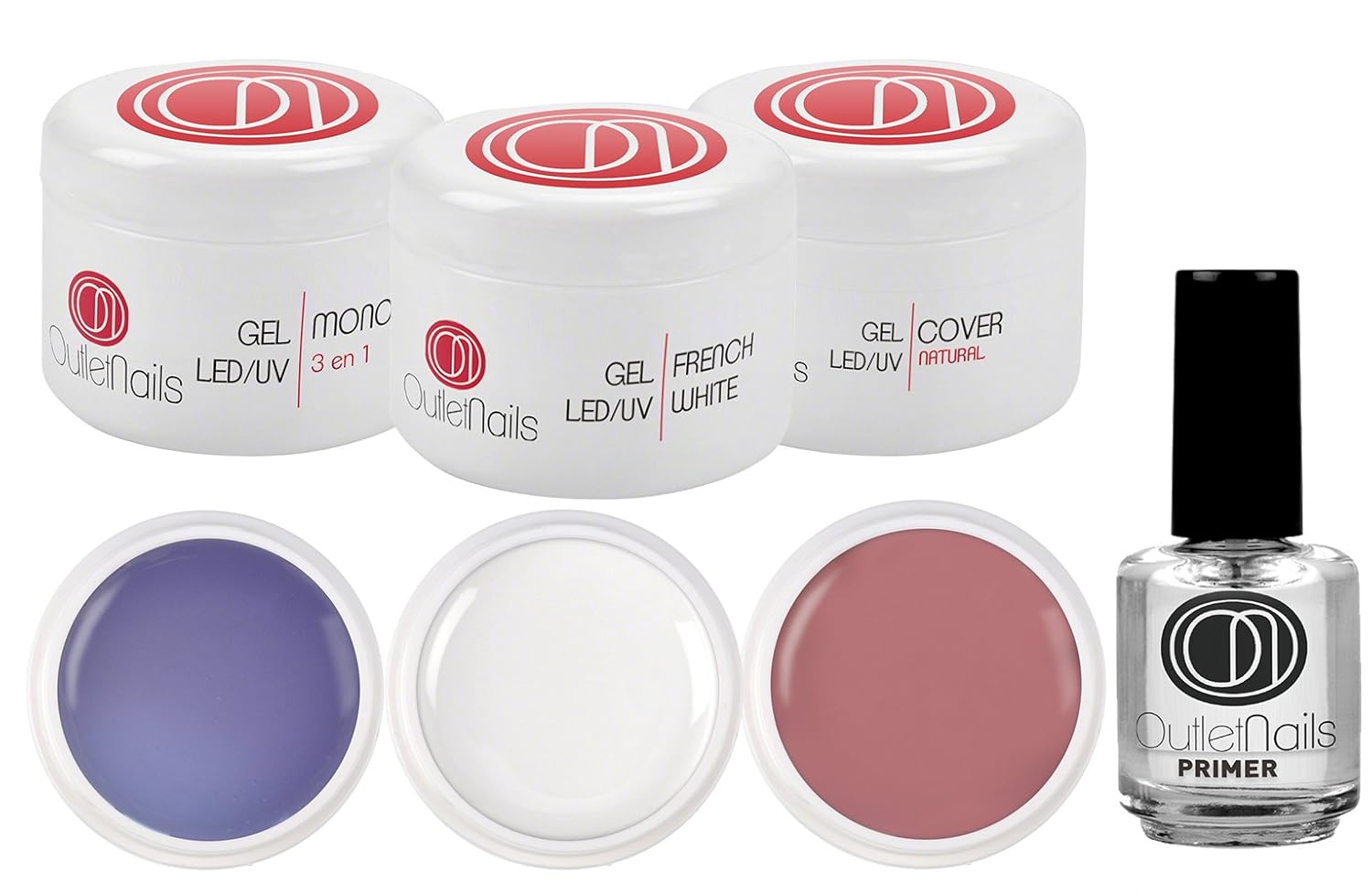 UV-Gel Set mit 3 Gelen à 15 ml + Primer 15 ml | 1 Phasen Gel | French ...
