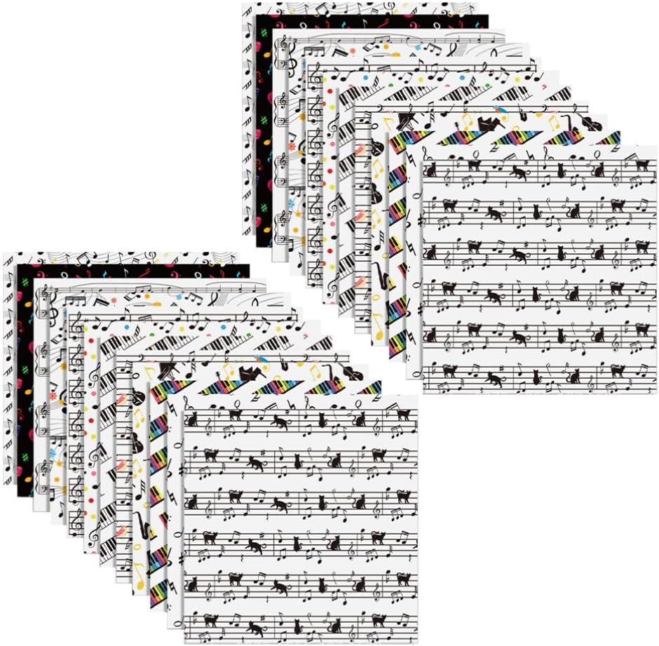 Amazon.com : HOODANCOS 24 Sheets Musical Notes Scrapbooking Paper Music ...