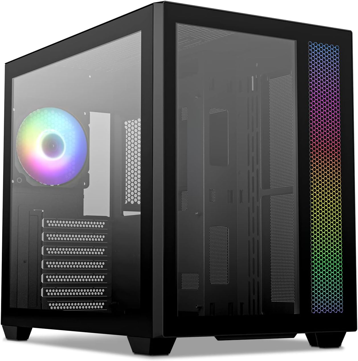 Vetroo AL700 Mid-Tower ATX Black PC Case Dual Tempered Glass Panel Top ...