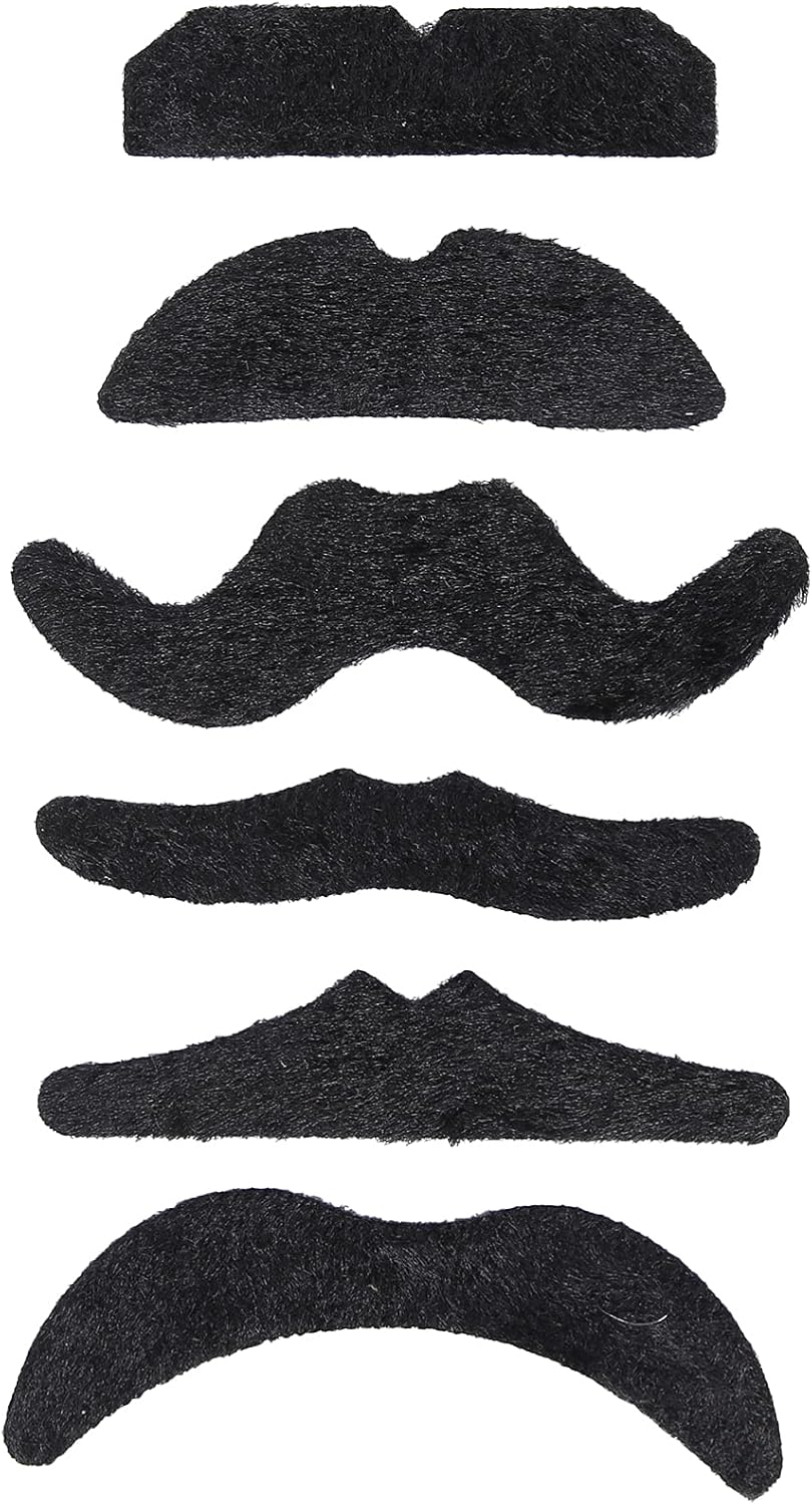 6PCS Funny False Mustache Self‑Adhesive Black Fake Beard Costume ...
