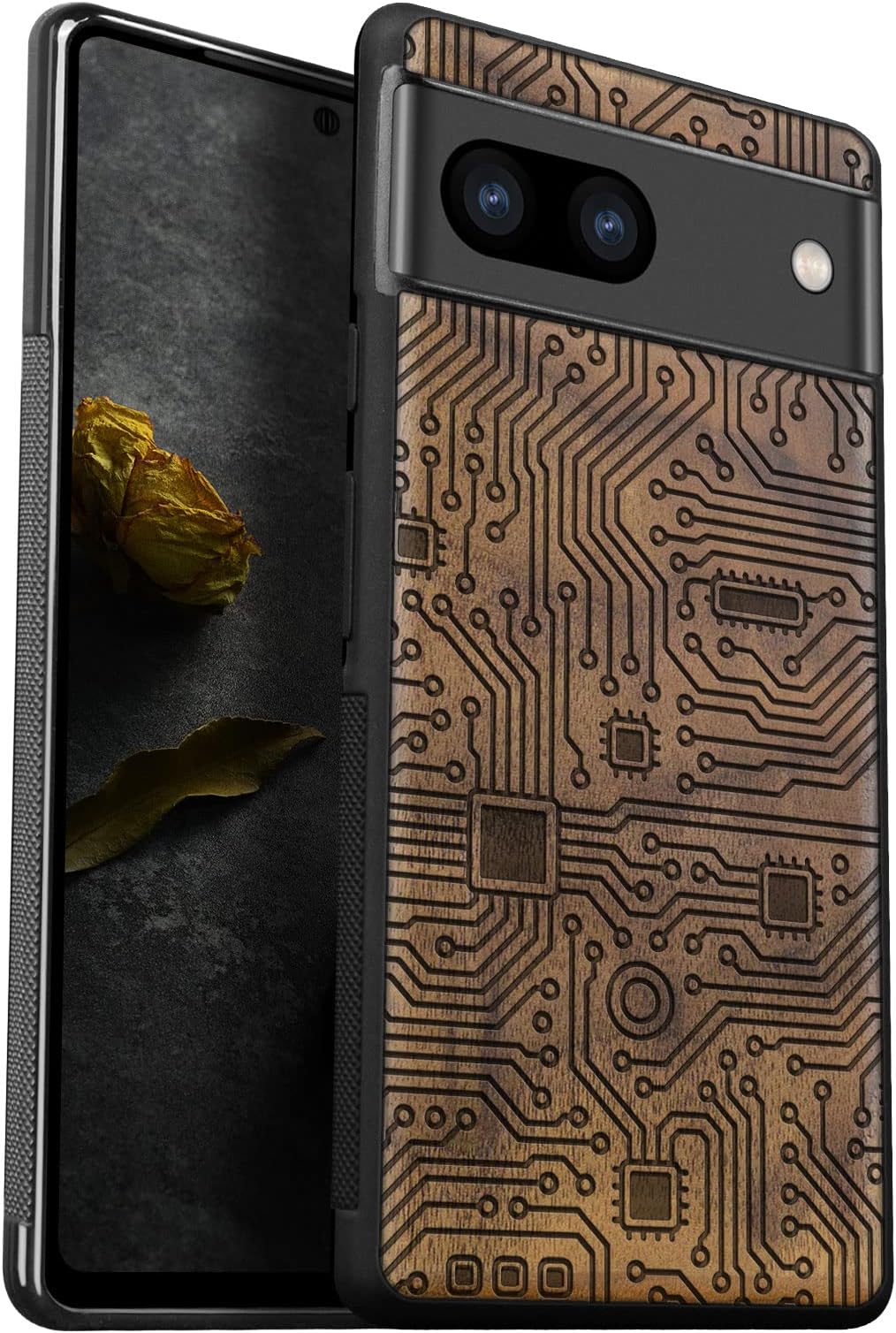 Amazon.com: Carveit Wood Case for Pixel 7a - Natural Wood & Black Soft ...