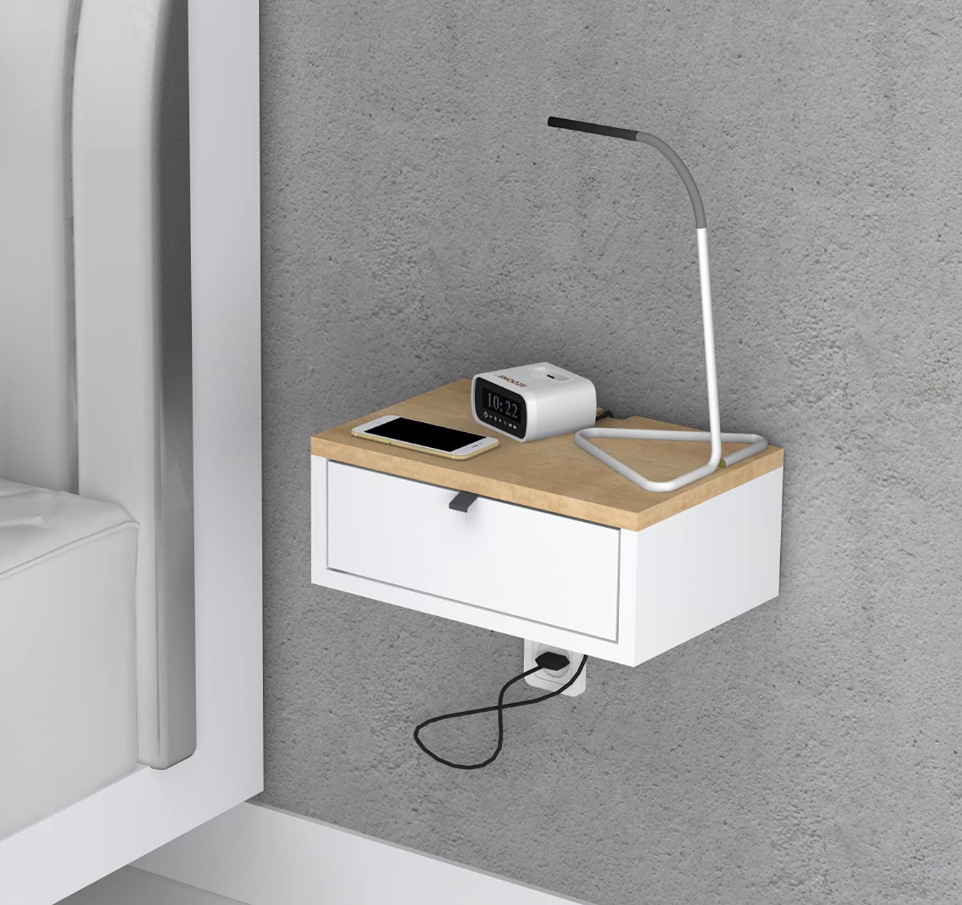 Buy SASAHOO Floating Bedside Table Nightstands - Floating Stackable End ...