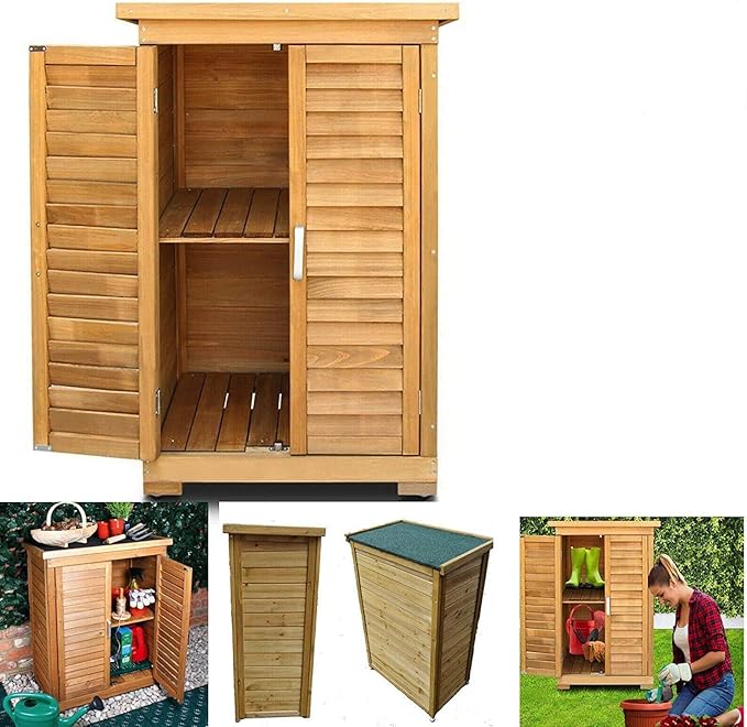 All Weather Wooden Outdoor Garden Lawn Cabinet Tool Shed Cupboard ...