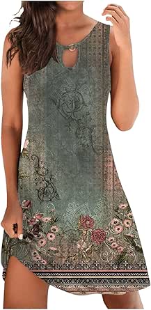 Amazon.com: Women's Dresses for Beach Vacation Summer Boho Keyhole ...