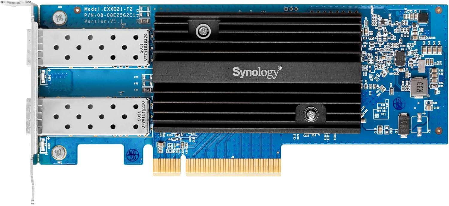 Synology 10Gb Ethernet Adapter 2 SFP+ Ports (E10G21-F2), Black: USB ...