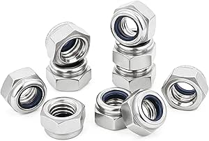 M10 Stainless Steel Lock Nuts,10mm Self Nylock Locking Nuts with Nylon ...