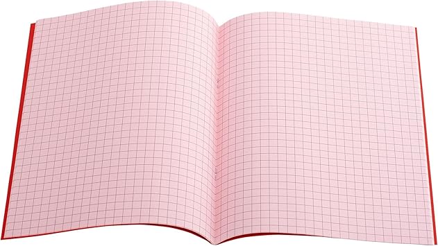 9" x 7" - 7mm Squared Tinted Paper - Exercise Book Red Cover - Pink ...