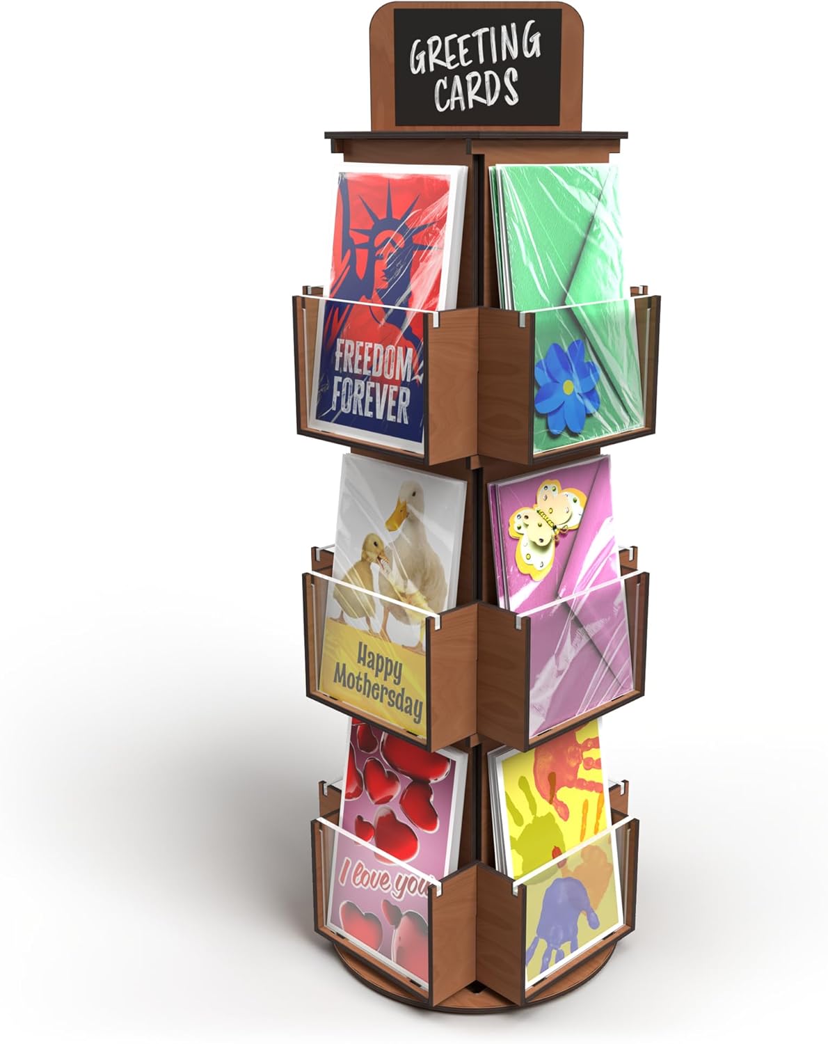 Amazon.com: DS THE DISPLAY STORE 3-Tier Brown Wooden Rotating Greeting ...