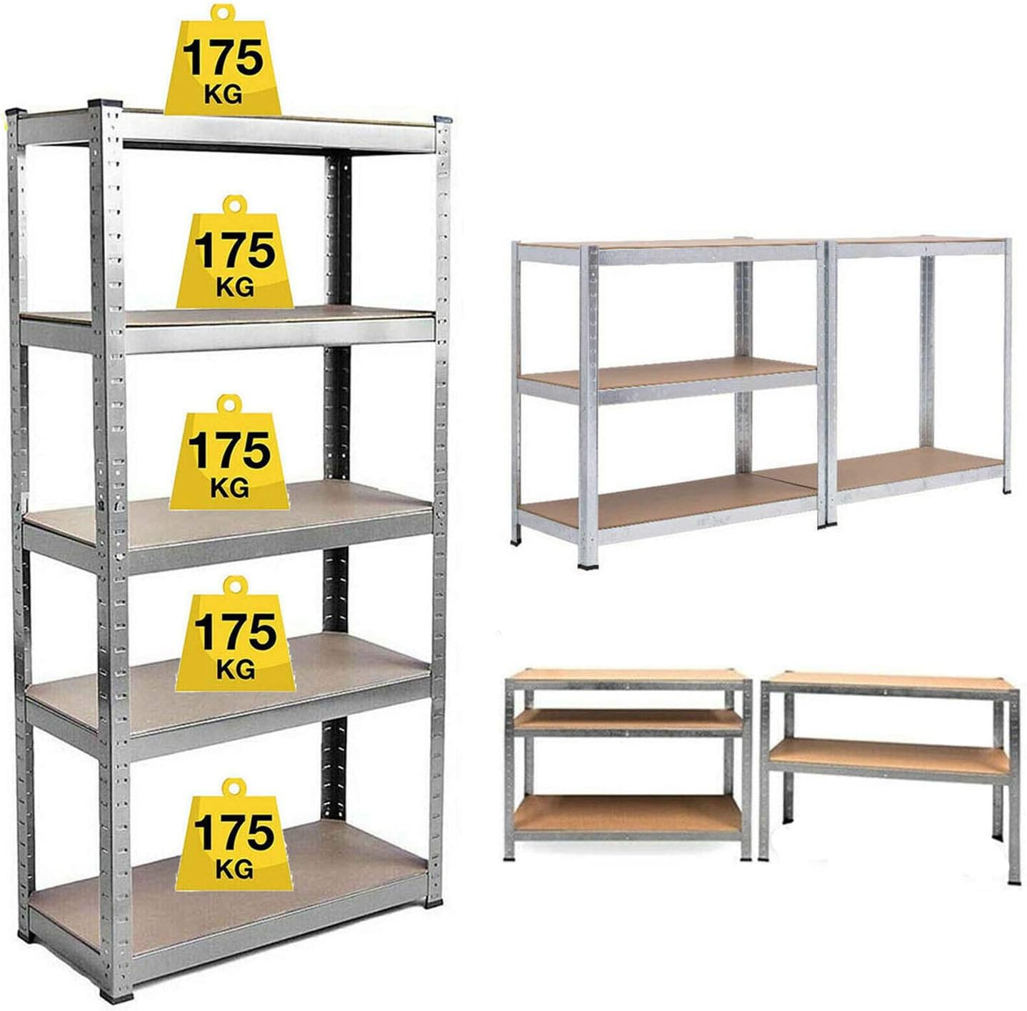 Shelving Unit for Garages and Sheds 150x70x30cm Racking Storage Shelves ...