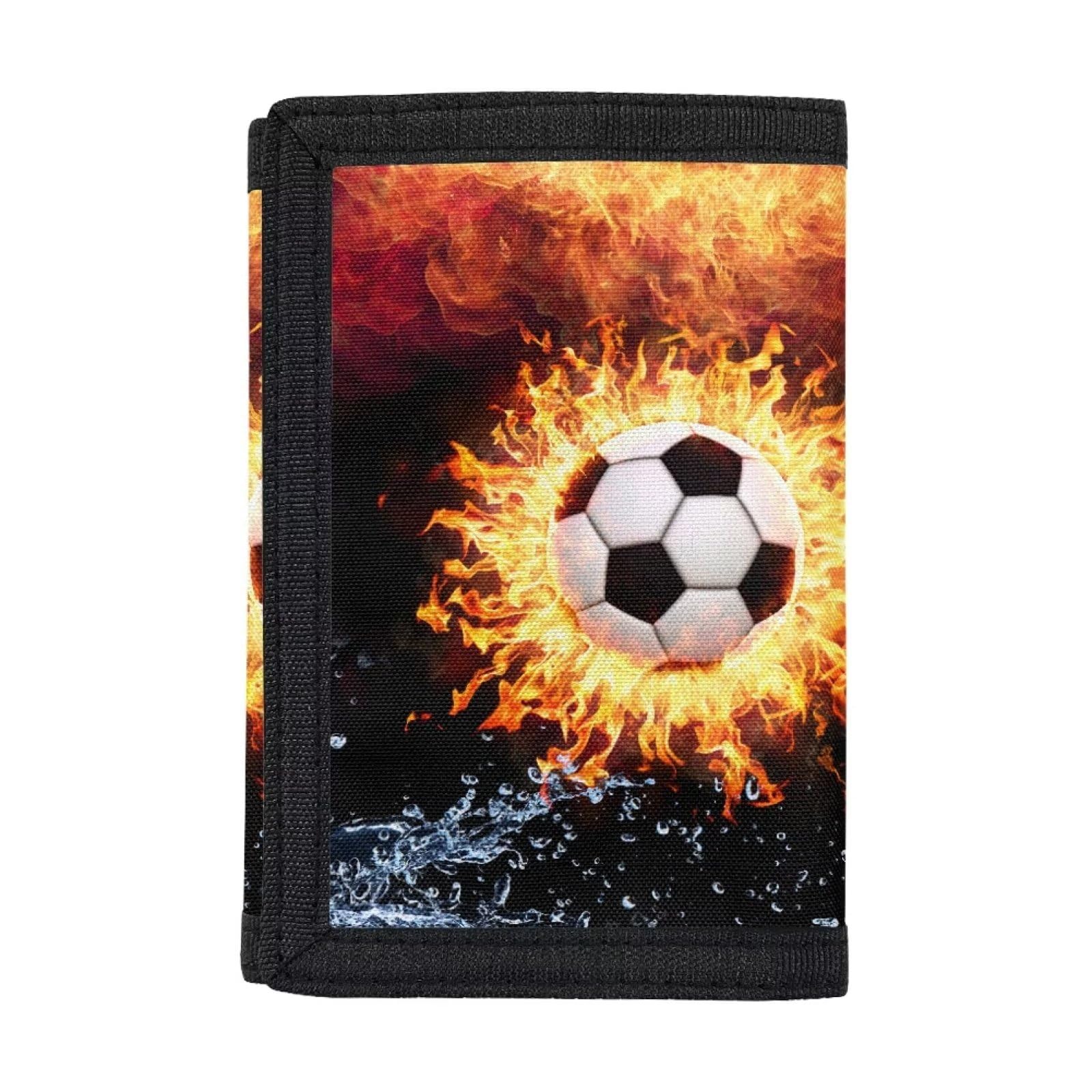 Amazon.com: INSTANTARTS Wallet for Teen Boys Flame Water Football Card ...