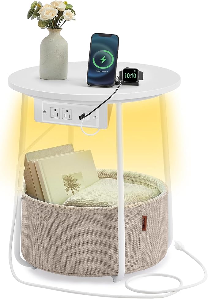 Amazon.com: VASAGLE LILEA Collection - Side Table with Charging Station ...