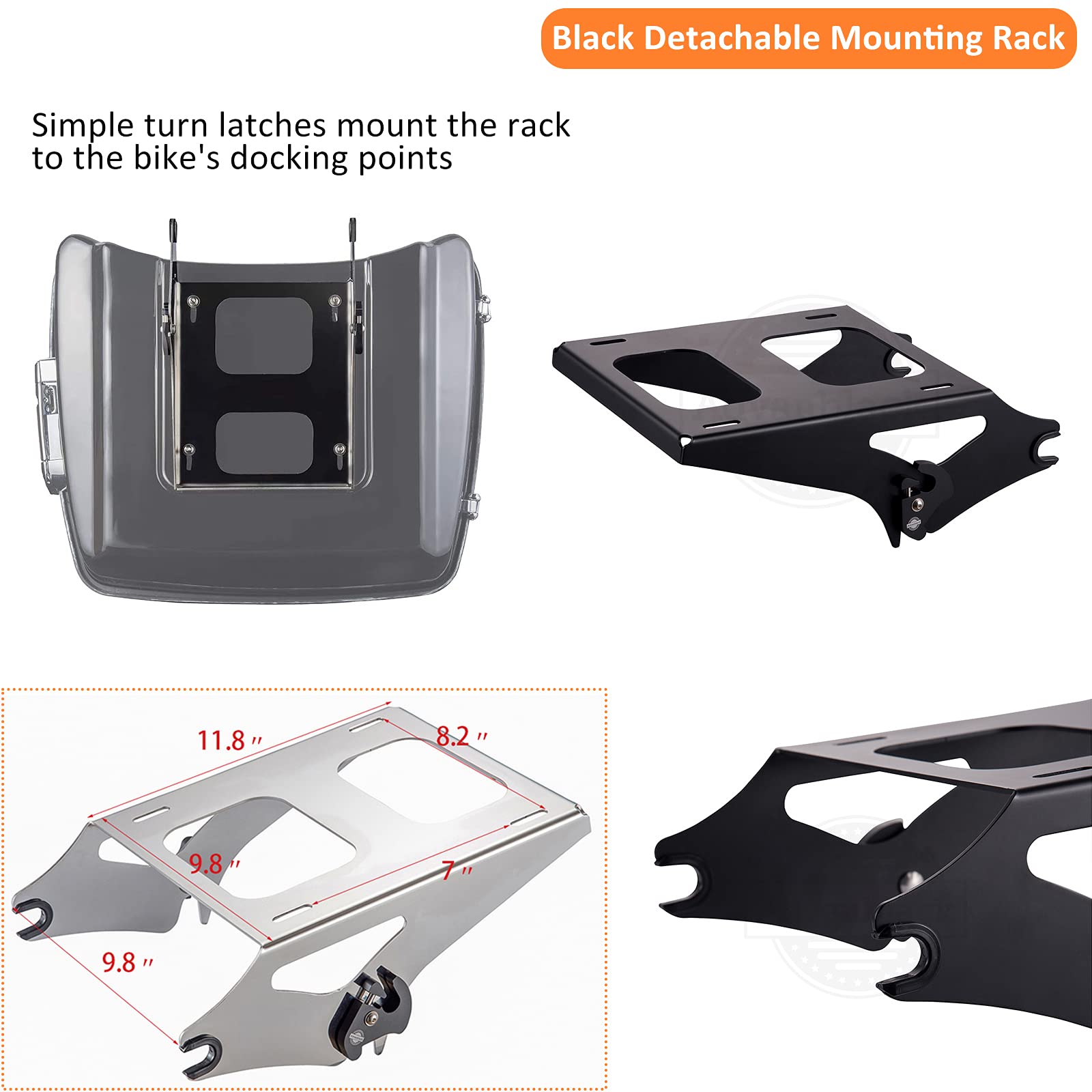 Touring Luggage For Harley Moto Onfire Chopped Tour Pack & Mounting ...