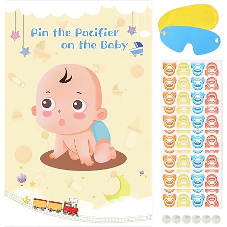 Amazon.com: Hooqict Pin The Pacifier On The Baby Game, Baby Pacifier ...