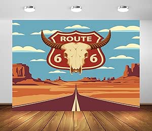 Amazon.com : BELECO 5x3ft Fabric Cartoon Vintage Route 66 Photography ...