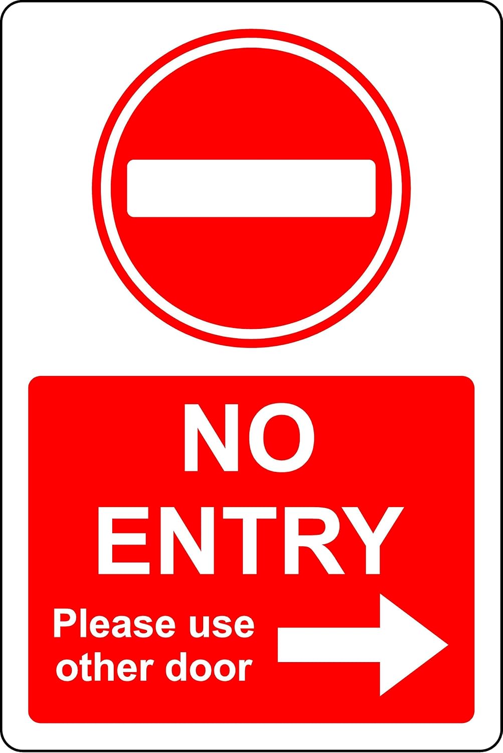 Stop no entry please use other door right arrow Safety sign - Self ...