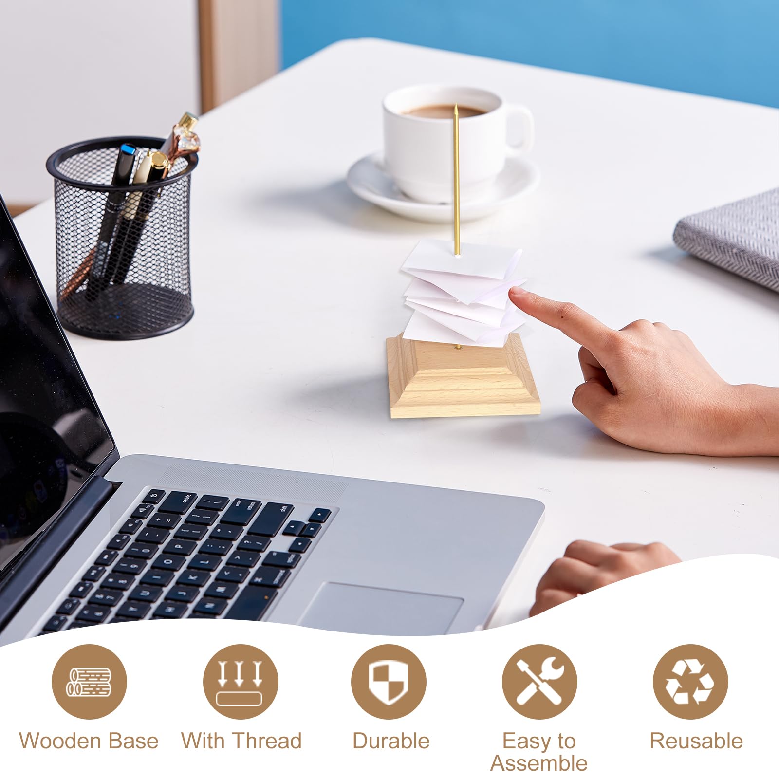 Snapklik.com : Desk Receipt Spike, 2 PCS Wooden Receipt Holder Spike ...