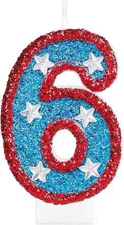Amazon.com: iNINGER Red 6th Birthday Candle Hero Blue Birthday Candle ...