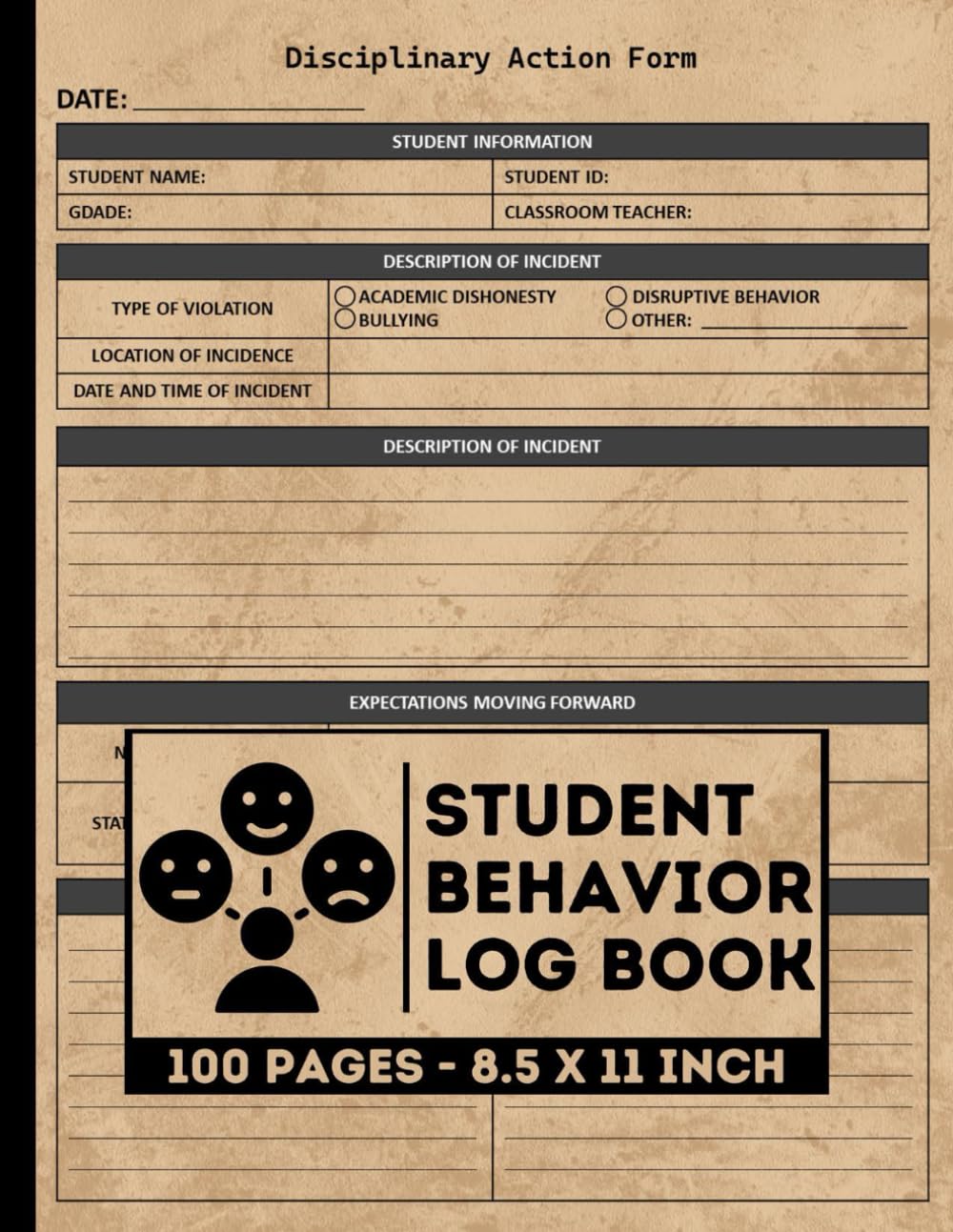 Student Behavior Log Book: Track student behavior incidents ...