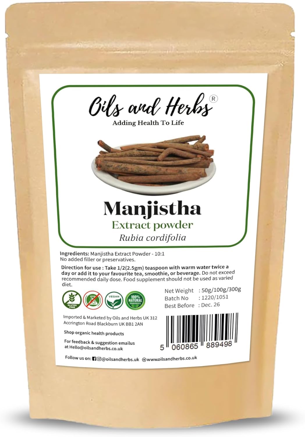High Strength Manjistha Extract Powder 10:1 (Rubia cordifolia) -No ...