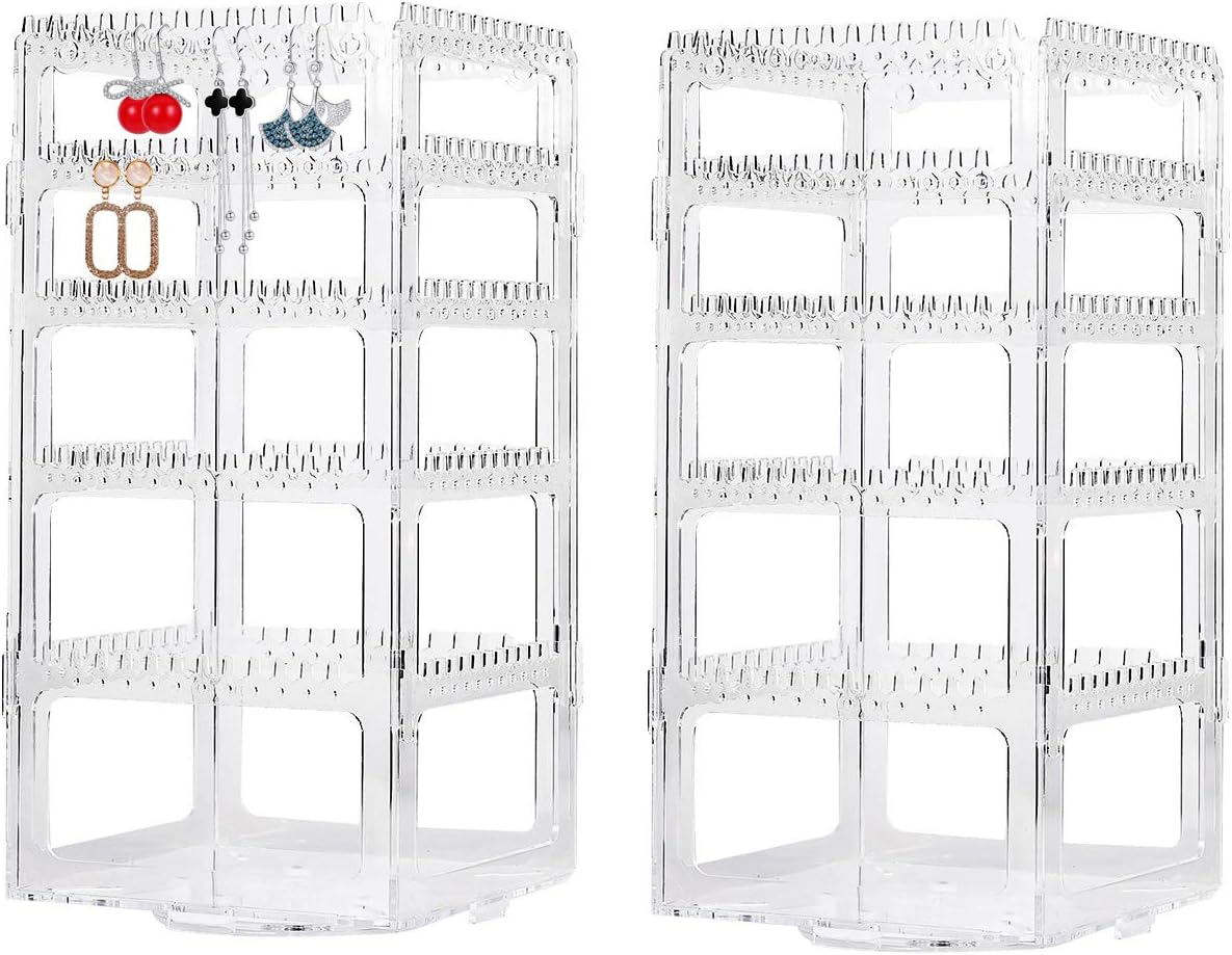 Amazon.com: 2 Pack Clear Rotating Earring Holder 360 Degree Jewelry ...